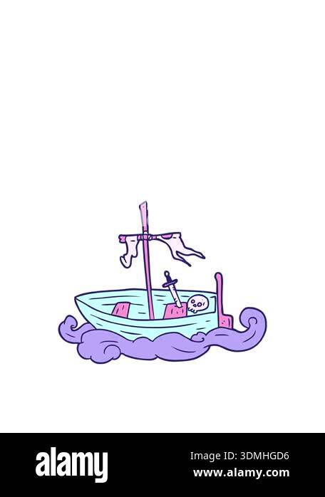 jumping motion animation of a cartoon old shipwrecked boat Stock Video ...