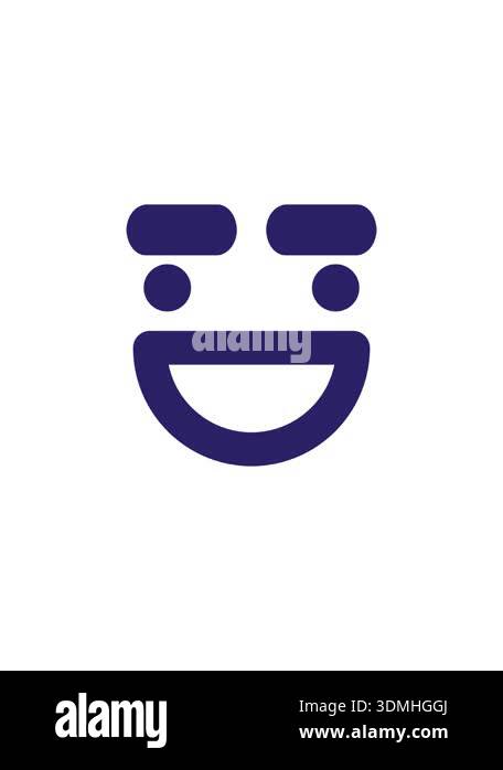 radioactive glowing animation of happy big eyebrow face design Stock ...