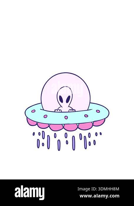 jumping motion animation of cartoon alien UFO Stock Video Footage - Alamy