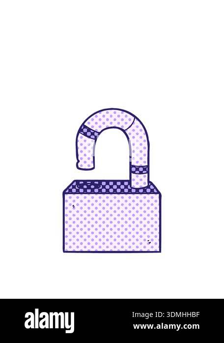 stretching up animation of cartoon padlock Stock Video Footage - Alamy