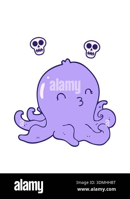spinning skulls animation of cartoon octopus Stock Video Footage - Alamy