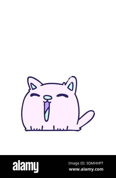 stretching up animation of free hand drawn cute kawaii cat Stock Video ...