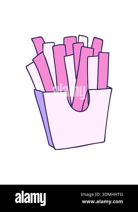 spinning motion animation of hand drawn quirky cartoon french fries ...