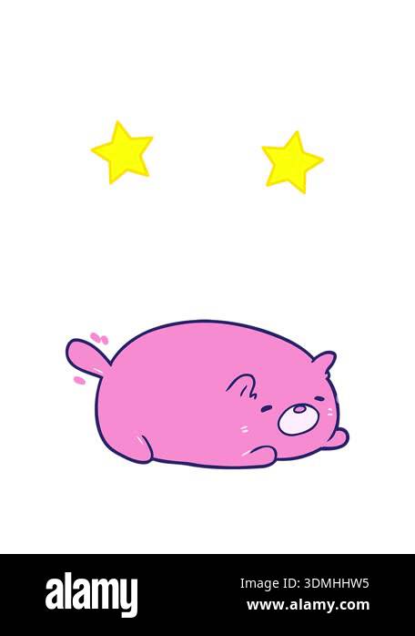 spinning stars animation of cute cartoon cat drawing Stock Video ...