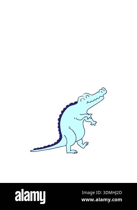 jumping motion animation of hand drawn quirky cartoon crocodile Stock ...