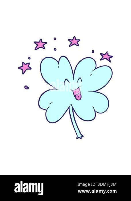 shivering motion animation of happy cartoon four leaf clover Stock ...