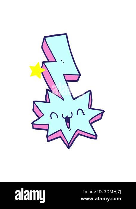 twinkling stars effect animation of cartoon lightning bolt Stock Video ...