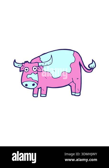 vibrating motion animation of cartoon cow drawing Stock Video Footage ...