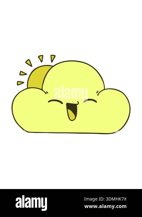 changing color animation of hand drawn quirky cartoon sun and happy ...