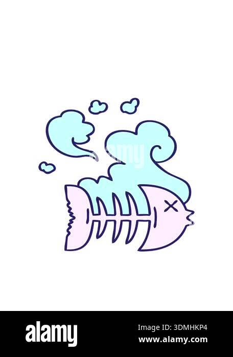 bobbing motion animation of hand drawn quirky cartoon dead fish Stock ...