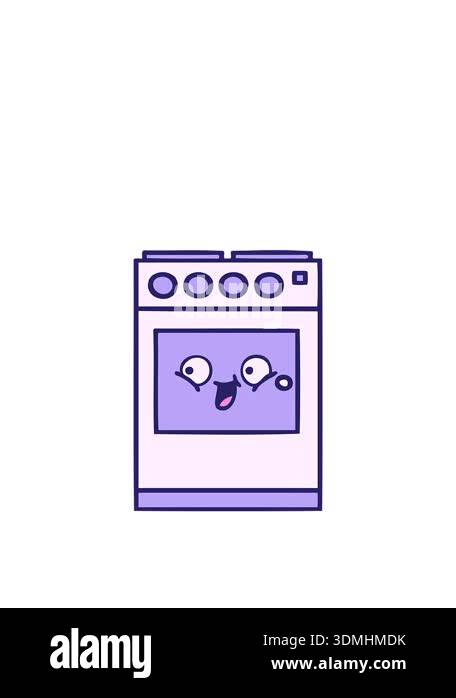 jumping motion animation of cute cartoon of a kitchen oven Stock Video ...
