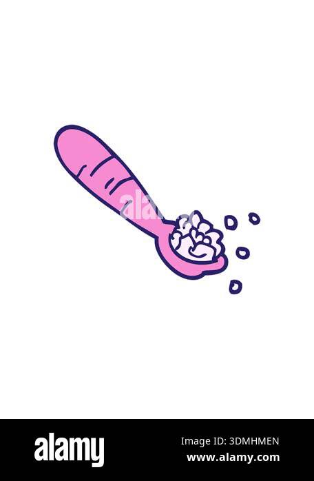 spinning motion animation of cartoon doodle spoon of mash potato Stock ...