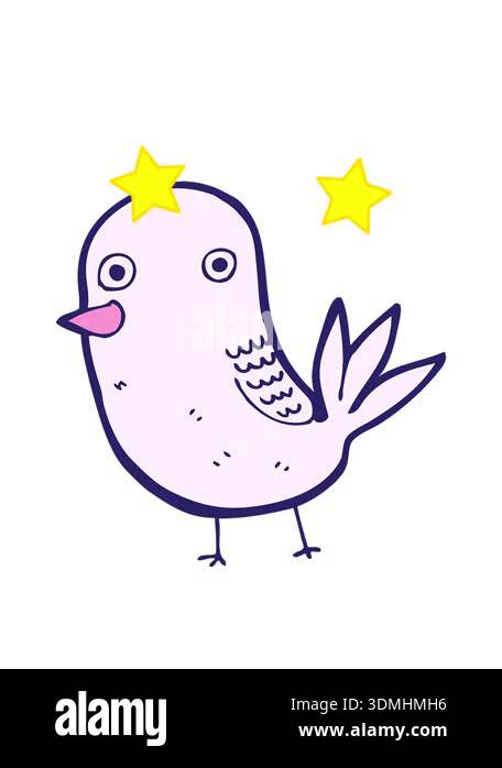 spinning stars animation of cartoon of funny bird Stock Video Footage ...