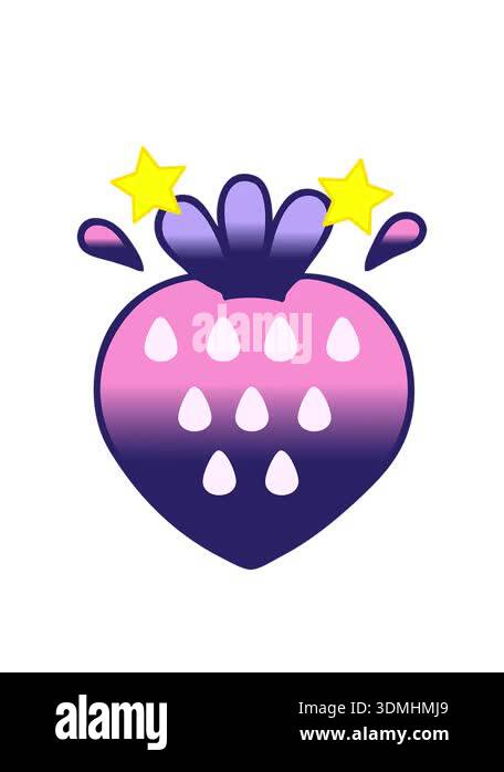 spinning stars animation of gradient shaded cartoon of a strawberry ...