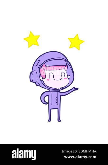 spinning stars animation of happy cartoon astronaut character Stock ...