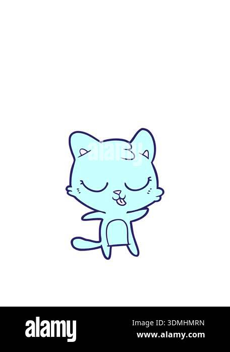 stretching up animation of cute cartoon cat illustration Stock Video ...