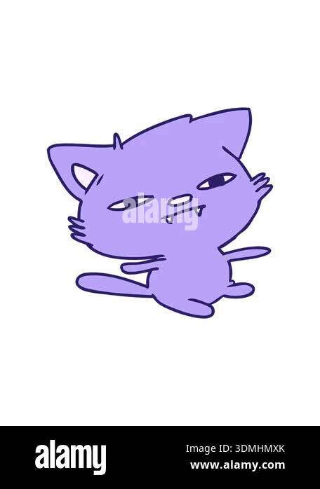 spinning motion animation of freehand drawn cartoon of cute kawaii cat ...