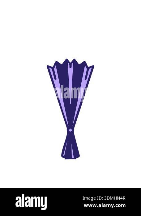 stretching up animation of a closed traditional folding japanese fan ...