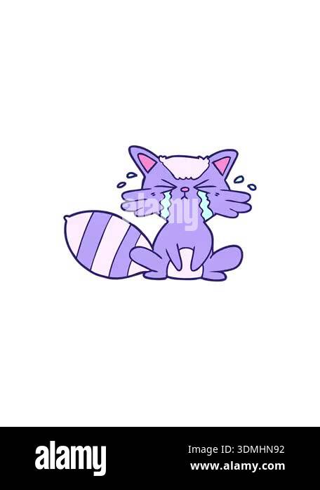flashy sales animation of cartoon raccoon crying Stock Video Footage ...