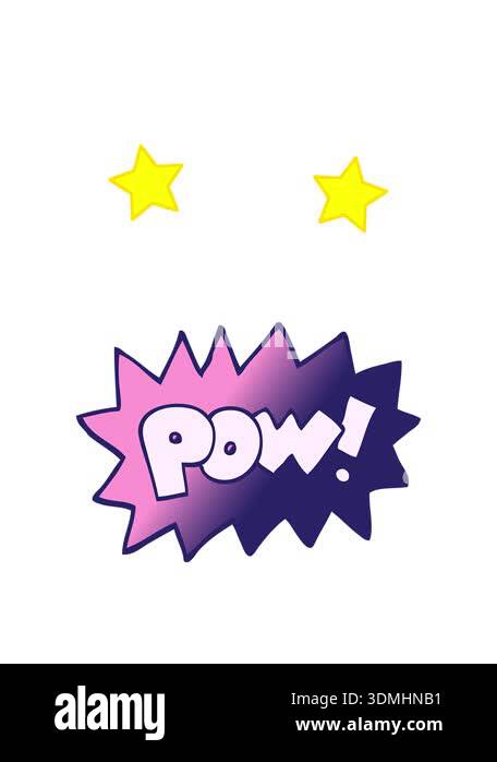 spinning stars animation of vector gradient illustration cartoon pow ...