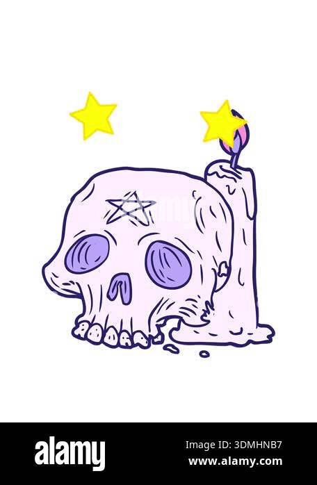 spinning stars animation of cartoon spooky skull and candle Stock Video ...