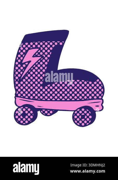 bobbing motion animation of hand drawn cartoon doodle roller skate boot ...