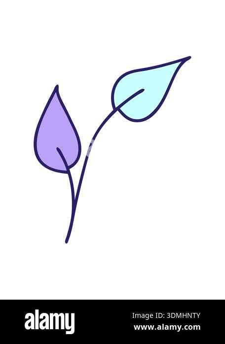 shine light effect animation of flat color retro cartoon of a leaves ...