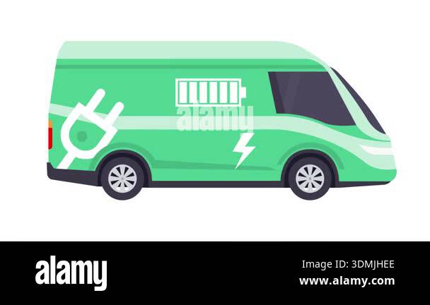 Electric Delivery Van Charging Concept Vector Illustration on white ...