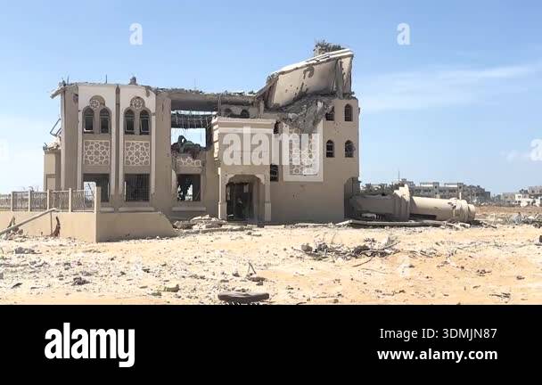 Footage showing a destroyed mosque in Rafah city, southern Gaza Strip ...