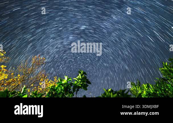 Earth's rotation dynamically visualized, star trails showing the ...