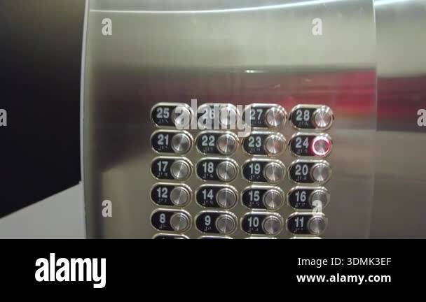 Close up view of control panel elevator cabin without button 13th floor ...