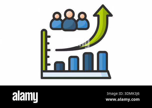 Dynamic illustration of a growing business team with an upward trending ...