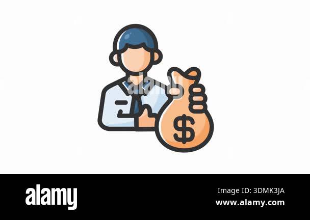 Businessman holding money bag with dollar sign symbolizing financial ...