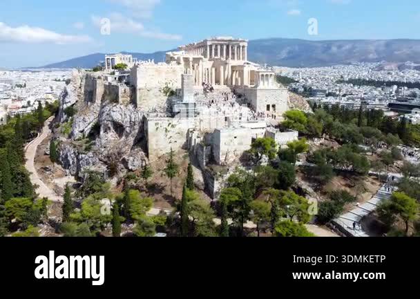 Stunning drone shot of the Acropolis in Athens, Greece, capturing the ...