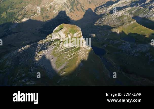 Stunning aerial view of the Pyrenees mountains, showcasing rugged peaks ...