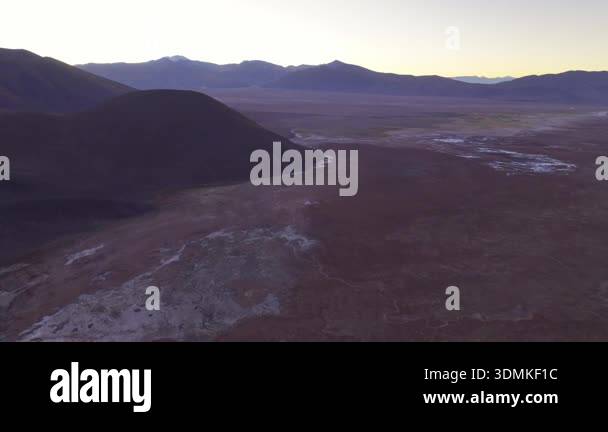 Aerial view of the vast desert landscape of Salar de Pocitos in La Puna ...