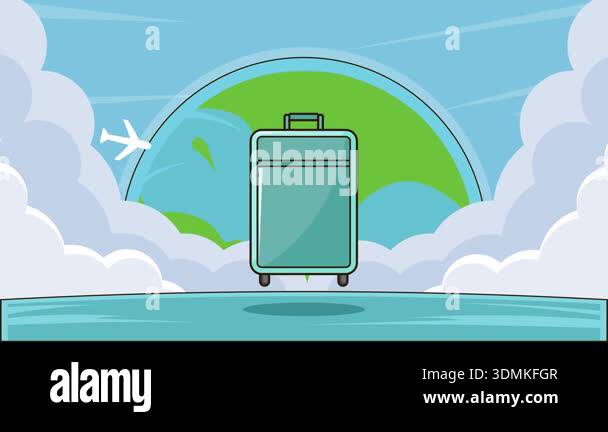 suitcase ready for adventure landscaped cartoon animation backgrounds ...