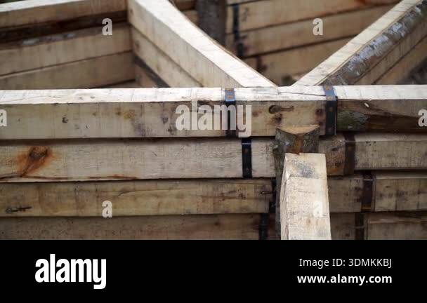 Construction timber traditional beam joints manually assembled ...