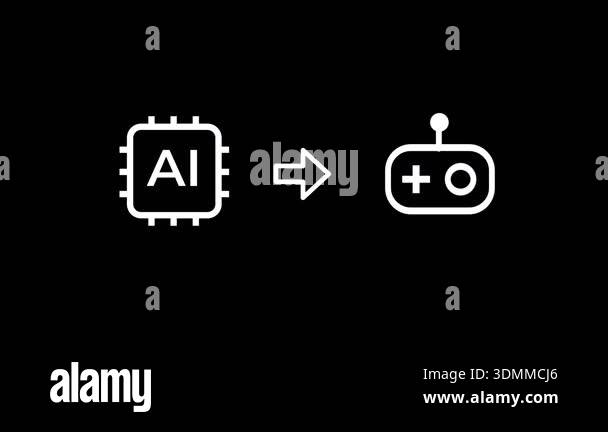 An artificial intelligence chip pointing to a game controller ...