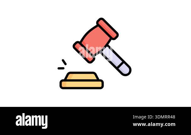 Latest flat outline style animated icon showing court gavel Stock Video ...