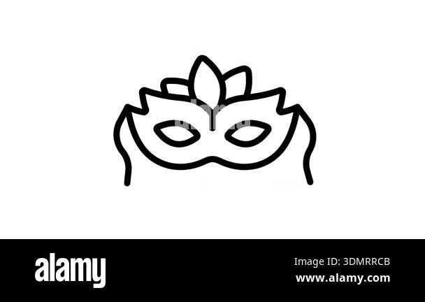 Modern line style animated icon showing a masquerade mask Stock Video ...