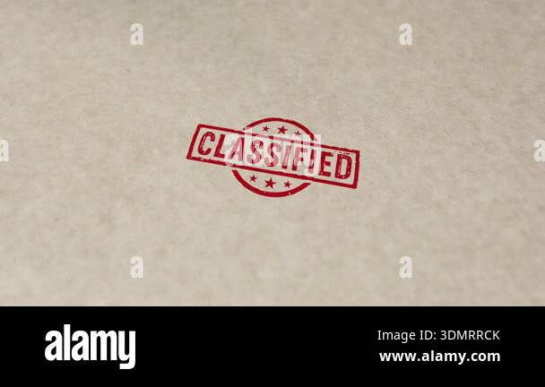 Classified stamp and hand stamping impact animation. Top secret ...
