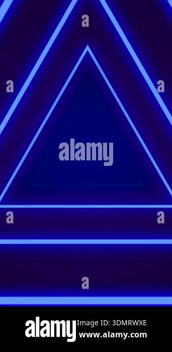 Abstract futuristic background with glowing blue neon triangles and ...