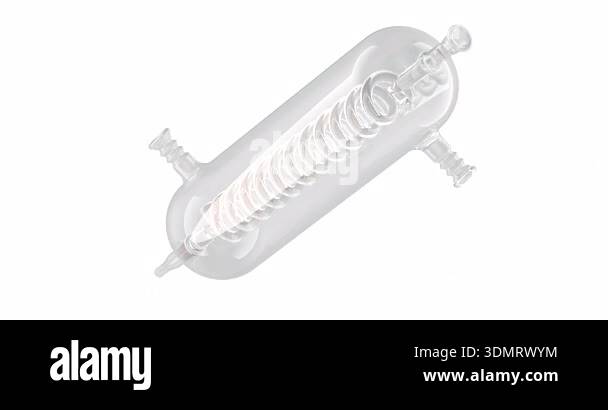 Transparent glass laboratory condenser rotation animation seamlessly ...