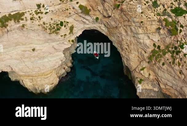 Aerial view of Blue Grotto in Malta. Natural window in rock. One of the ...