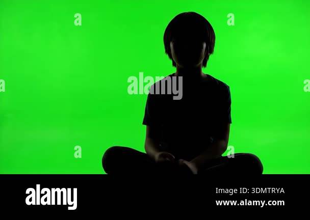 Silhouette of Young Kid Counting with Fingers on Chroma Key Green ...