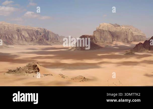 Spectacular aerial view of the Al-Ramal Red Sand Dune in the desert of ...