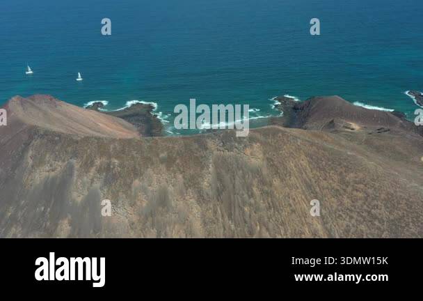 Drone aerial video showing the volcanic cone of La Caldera on Isla de ...
