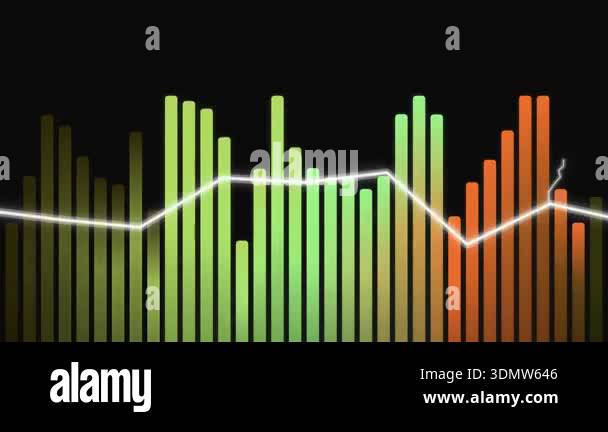 Gradient colored bar chart illustrating sound wave amplitude in digital ...