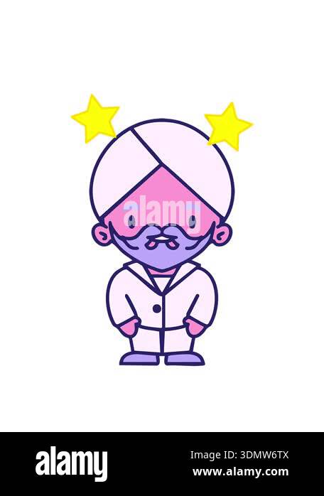spinning stars animation of indian man with turban and bright suit ...
